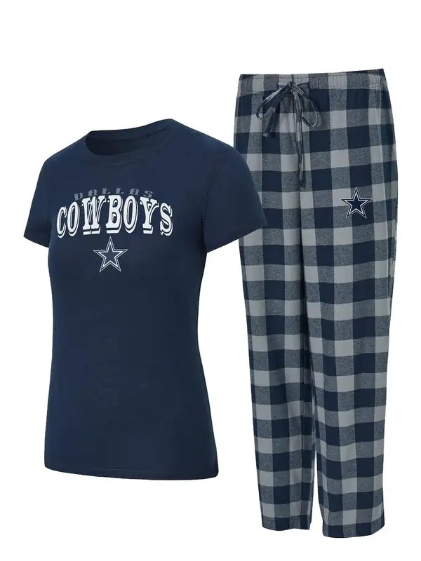 CONCEPTS SPORT Dallas Cowboys Avondale T-shirt And Flannel Pants Pj Set - Navy