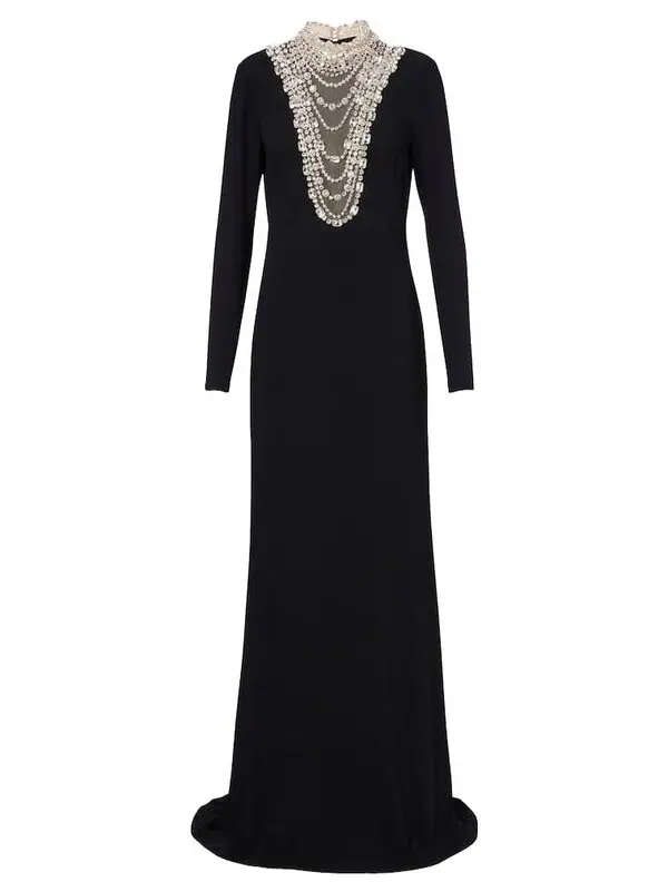 Costarellos Dellana Crystal-embellished Crêpe Gown - Black