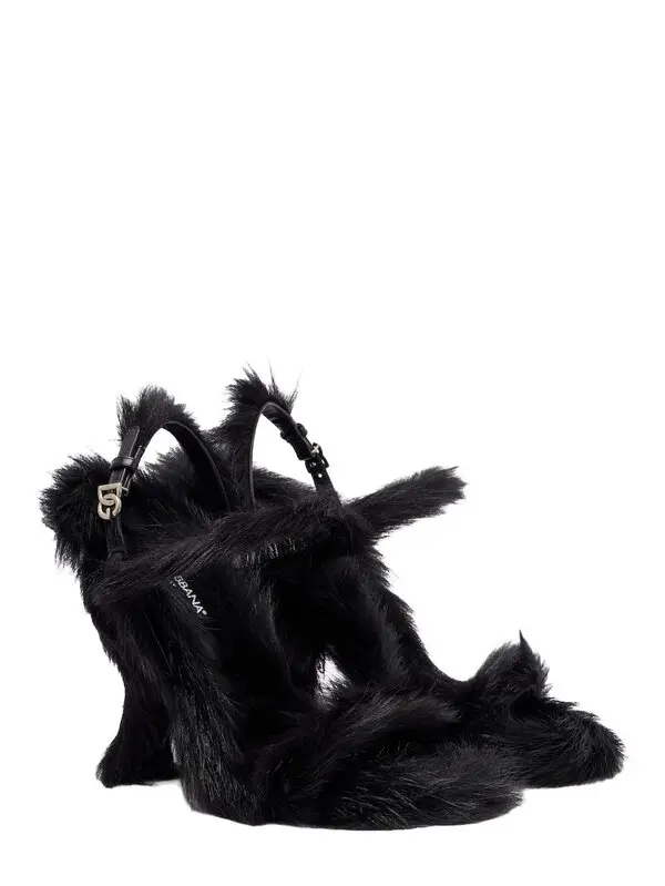 Dolce & Gabbana 105 Shearling Sandals - Black