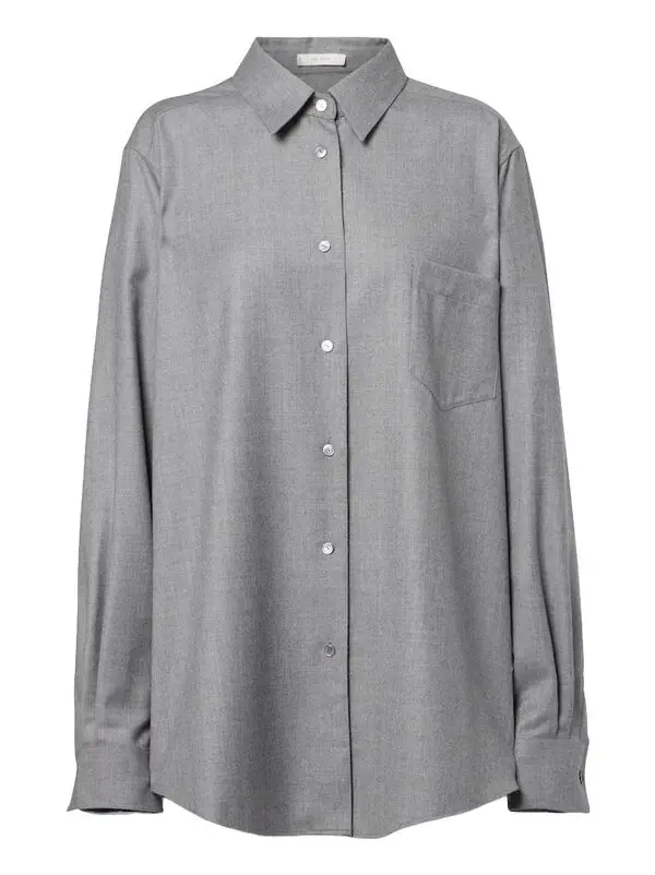 THE ROW Pino Virgin Wool Shirt - Grey