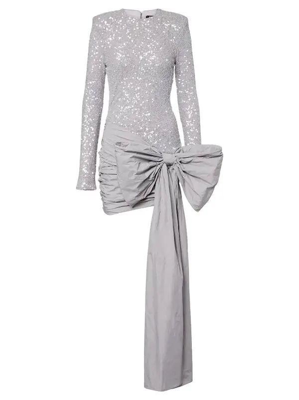 Remain Birger Christensen Bow-detail Sequined Minidress - Silver