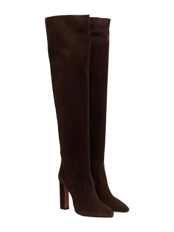 AQUAZZURA Joplin 105 Suede Knee-high Boots - Brown