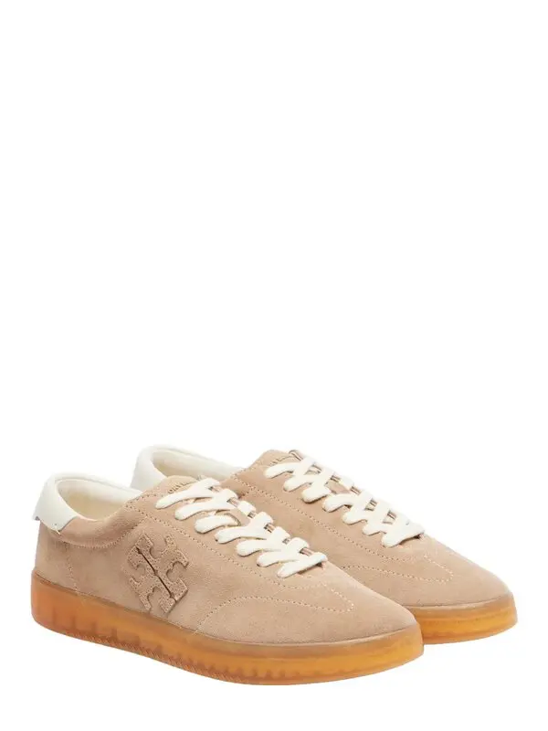 Tory Burch Phoenix Suede Lace-up Sneakers - Beige
