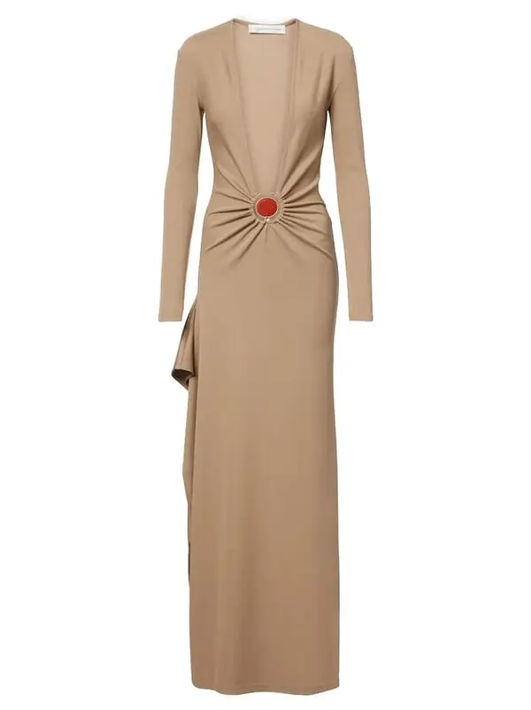 Christopher Esber Embellished Jersey Maxi Dress - Beige