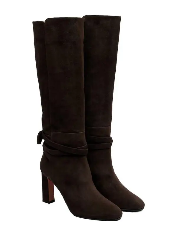 AQUAZZURA Very Bow 85 Knee-high Boots - Brown