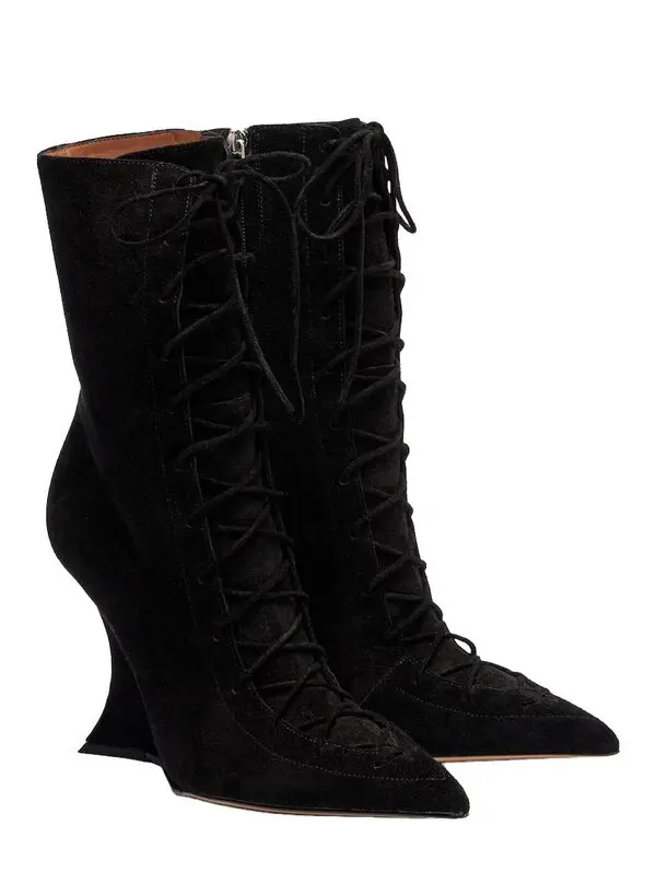 Paris Texas Nina 105 Suede Lace-up Boots - Black