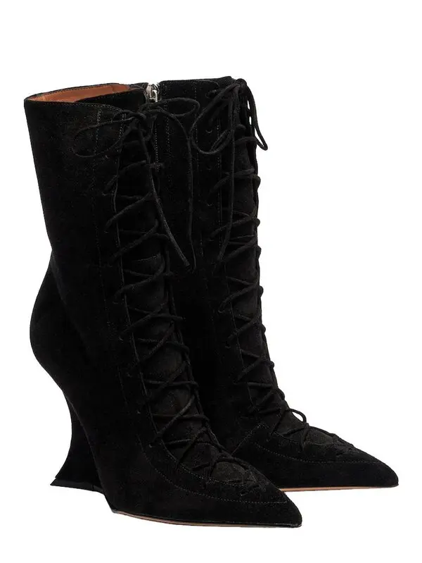 Paris Texas Nina 105 Suede Lace-up Boots - Black