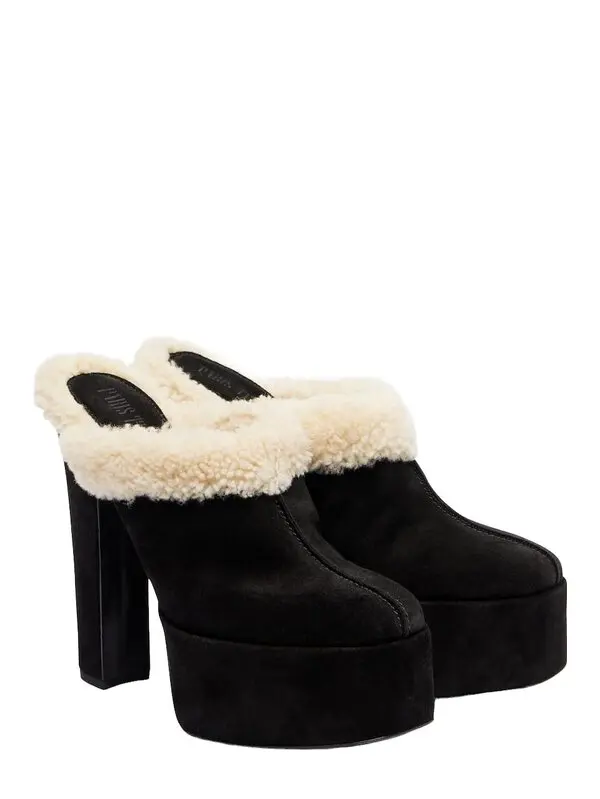 Paris Texas Malena 145 Suede Platform Mules - Black