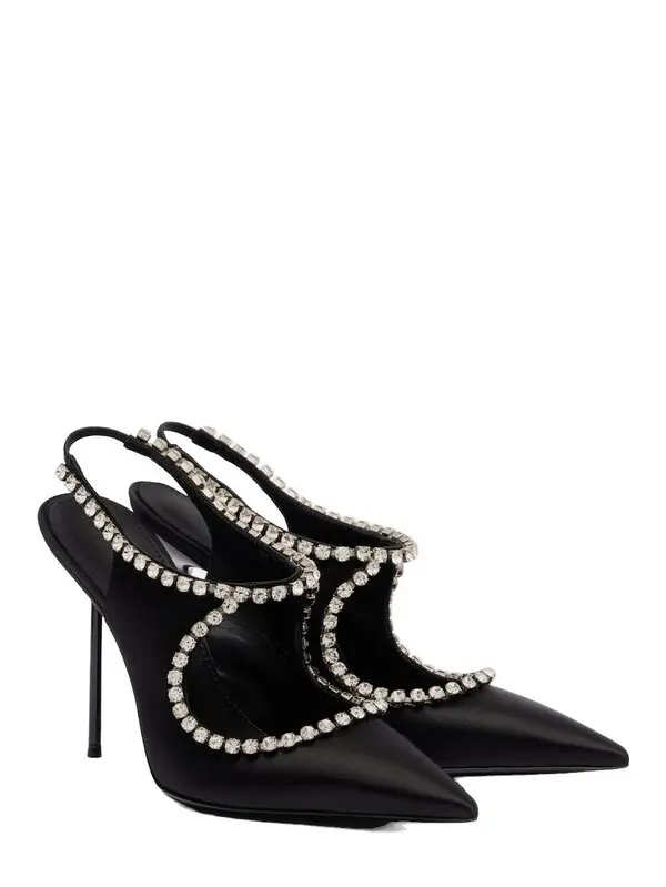 Paris Texas Lidia 105 Embellished Slingback Pumps - Black