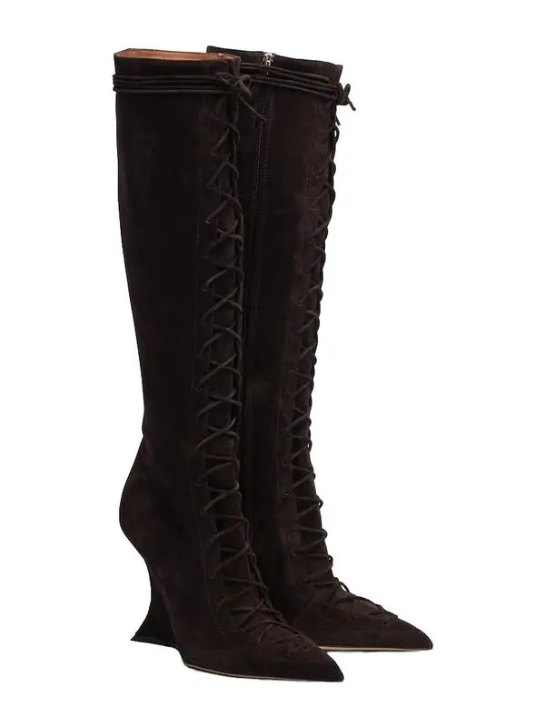 Paris Texas Nina 105 Suede Knee-high Boots - Black