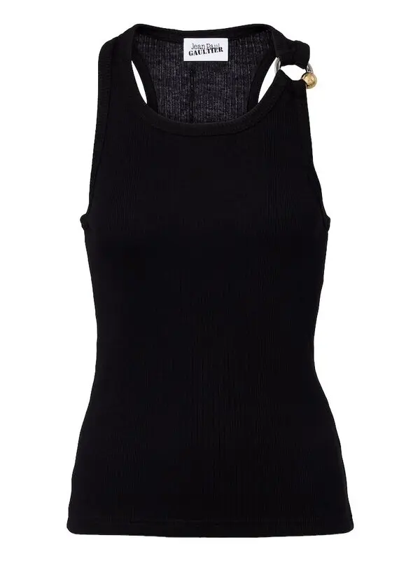 Jean Paul Gaultier Piercing Cotton Jersey Tank Top - Black
