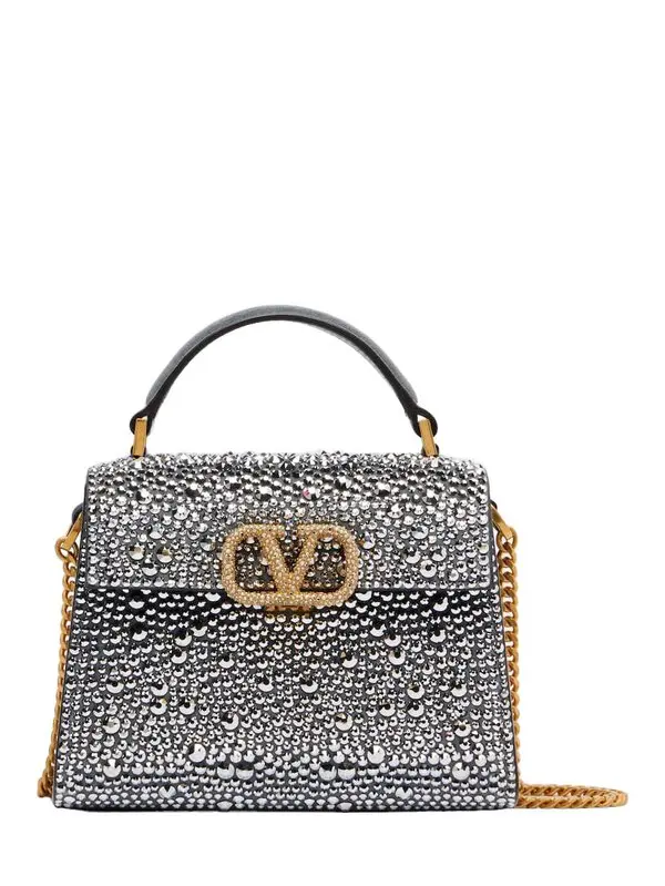 Valentino Garavani V Sling Small Embellished Tote Bag - Silver