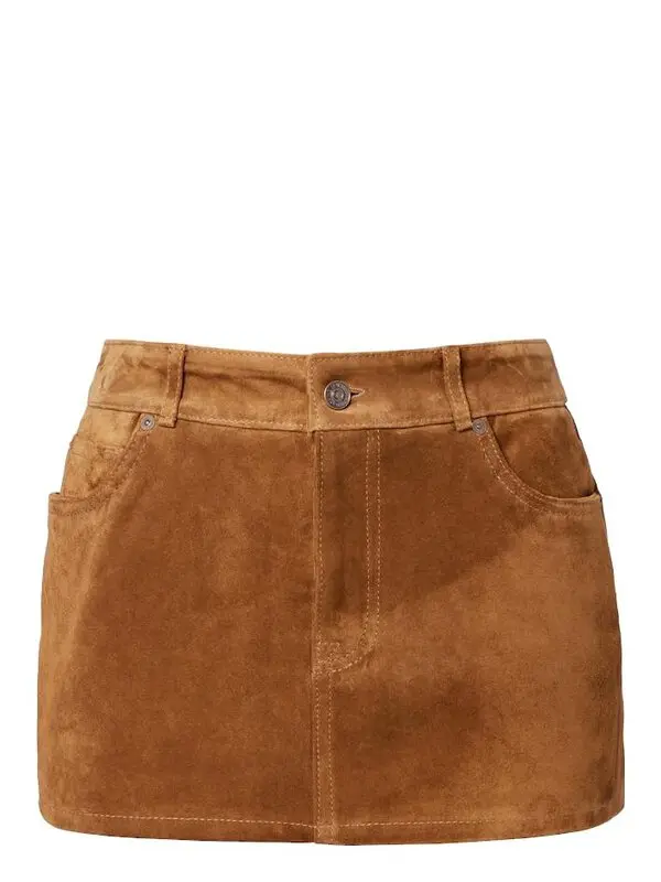 7 For All Mankind Low-rise Suede Miniskirt - Brown