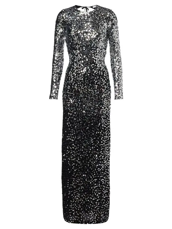 Rabanne Sequined Open-back Jersey Gown - Black