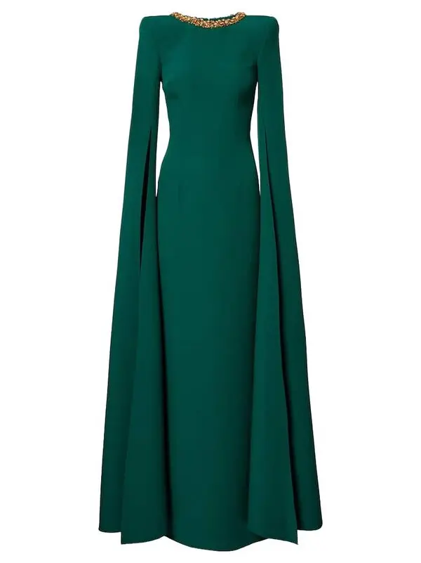 Safiyaa Embellished Crêpe Gown - Green