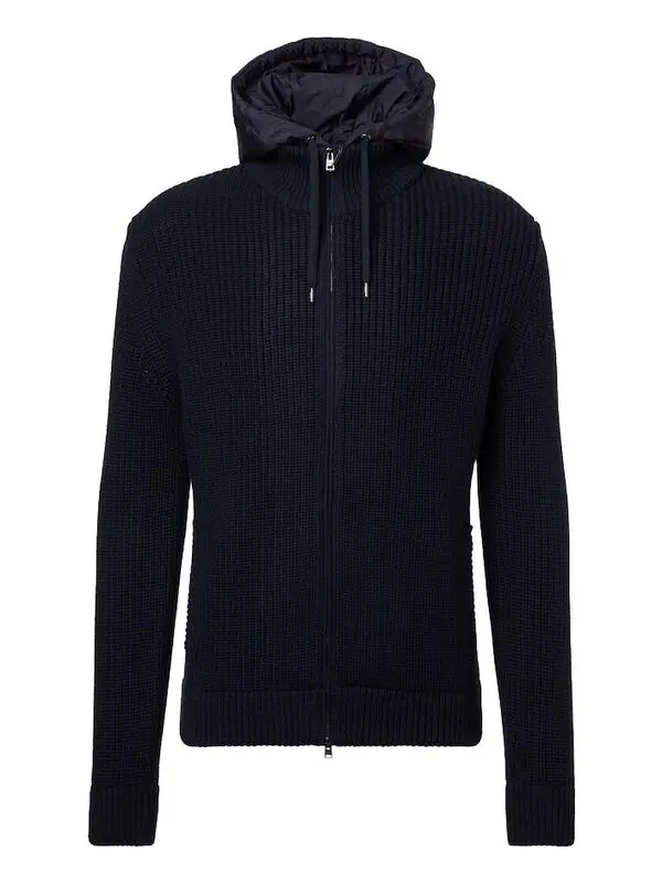 Herno Ribbed-knit Wool Jacket - Blue