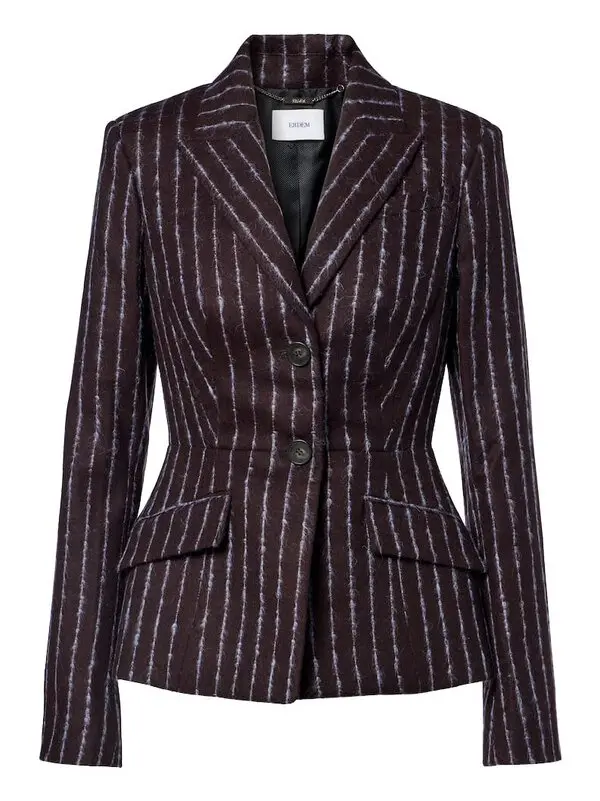 Erdem Pinstripe Wool-blend Blazer - Burgundy