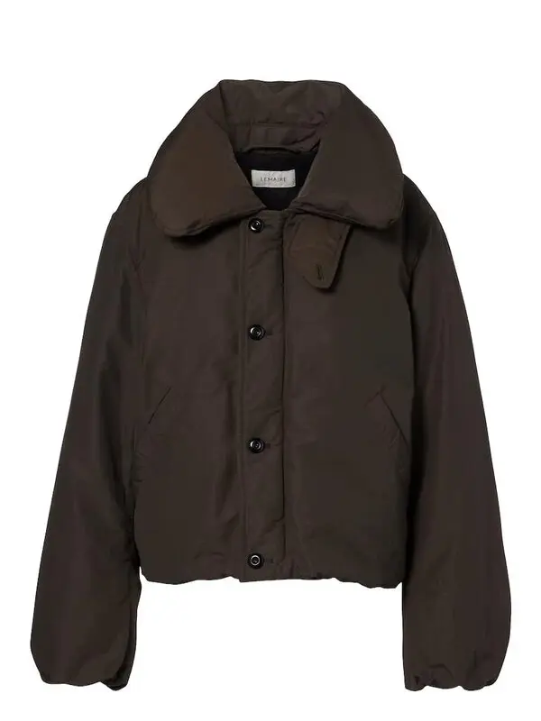 LEMAIRE Linen And Cotton-blend Down Jacket - Brown
