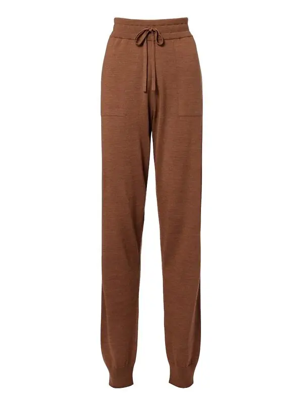 TOD'S Knitted Virgin Wool Straight-leg Pants - Brown