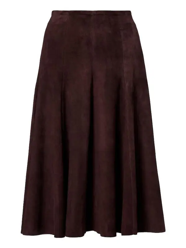 Stouls Suede Midi Skirt - Brown