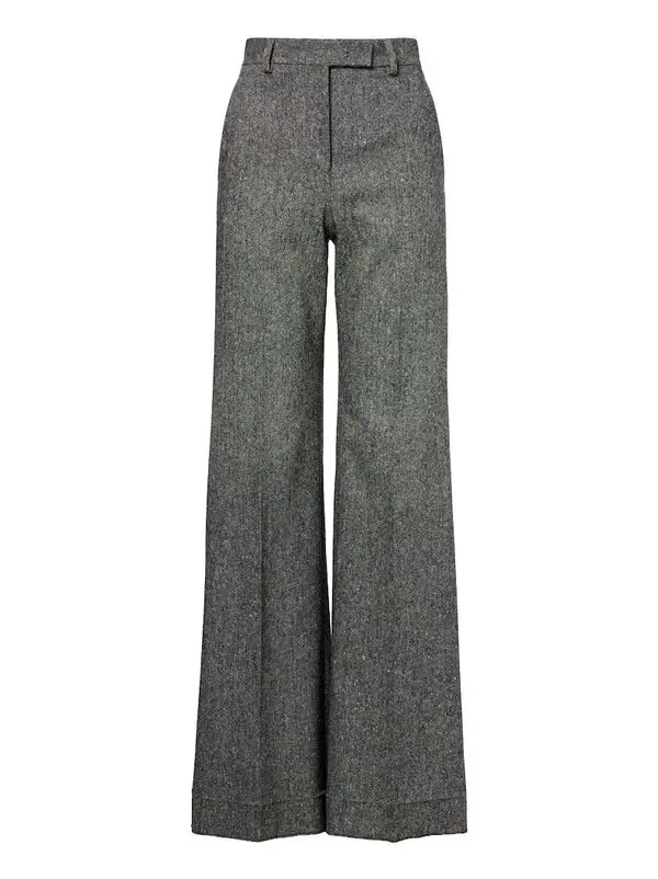 Valentino Garavani High-rise Wool-blend Wide-leg Trousers - Grey