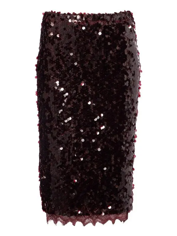 Christopher Esber Opaline Sequined Midi Skirt - Red