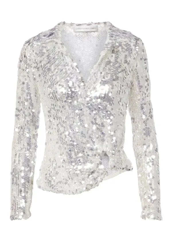 Christopher Esber Opaline Sequined Top - Silver