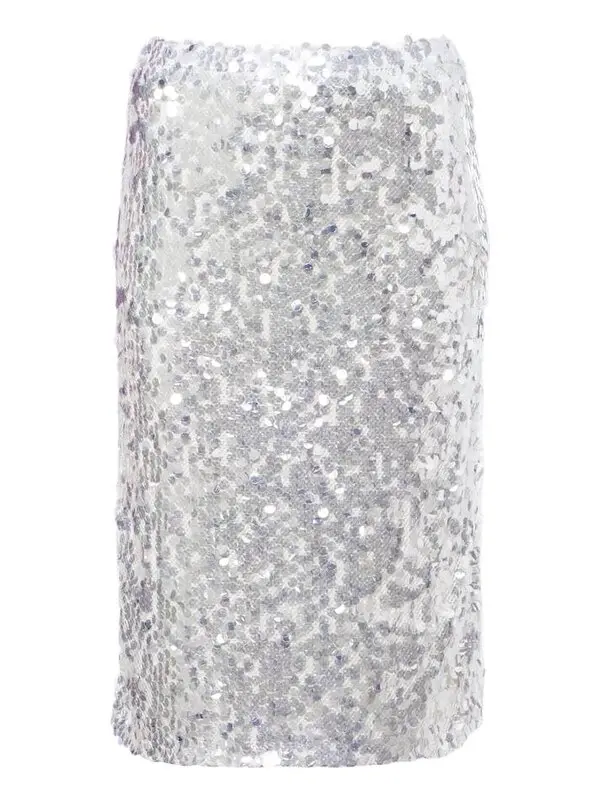 Christopher Esber Opaline Sequined Midi Skirt - Silver