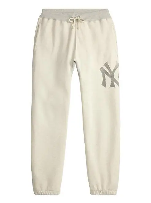 Polo Ralph Lauren Yankees Logo-print Cotton-jersey Jogging Bottoms - Chalk /loft Heather