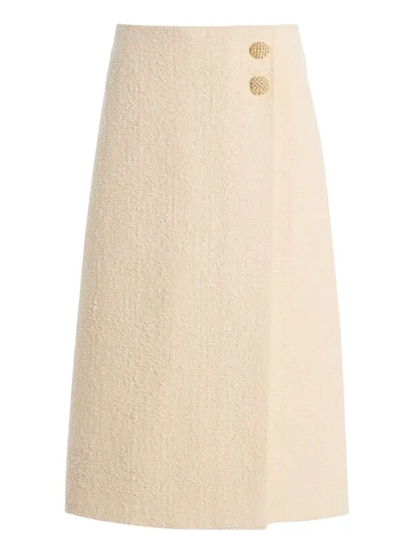 Cara Cara Luca Cotton-wool Blend Boucle Tweed Midi Skirt - White