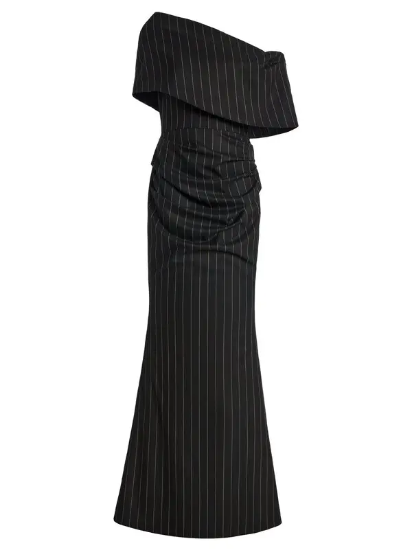 GRETA CONSTANTINE Aloseph Pinstriped Gown - Black