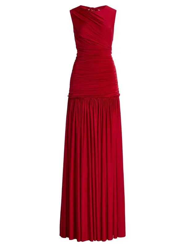SIEDRES Exclusive Alina Ruched Jersey Maxi Dress - Red