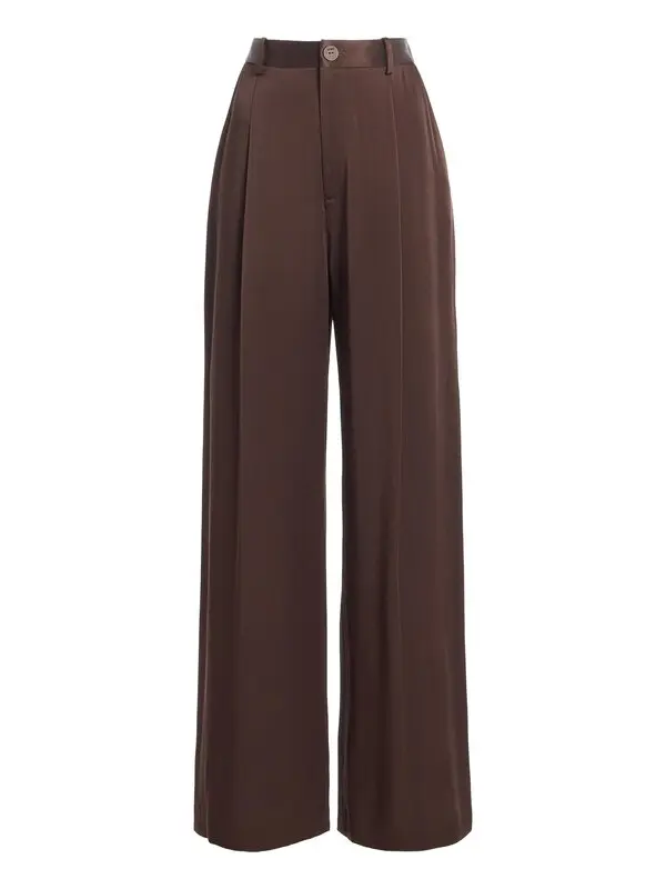 Lapointe Relaxed Pleated Satin Trousers - Brown