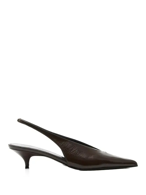 Proenza Schouler Slash Leather Slingback Pumps - Brown