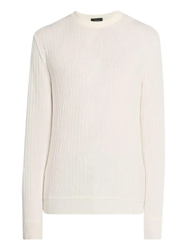 Brioni Wool And Cashmere Cable Knit Sweater - White