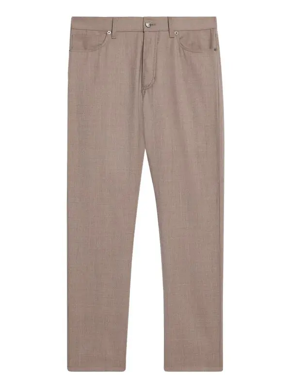 Zegna Wool Sharkskin Slim Five-pocket Pants - Md Brw Sld