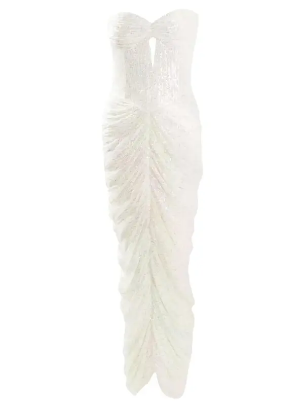 ANA RADU Sequin-embellished Midi Dress - White