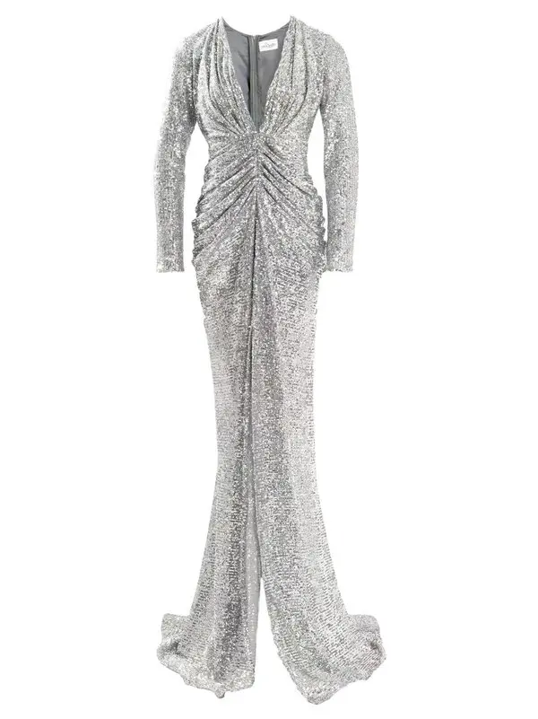 ANA RADU Sequin-embellished Maxi Dress - Silver