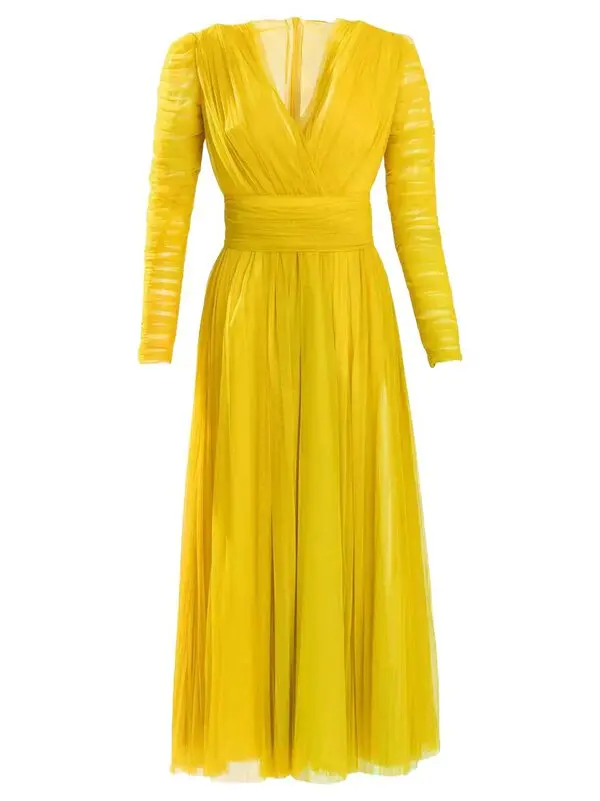 ANA RADU Long-sleeved Midi Dress - Yellow