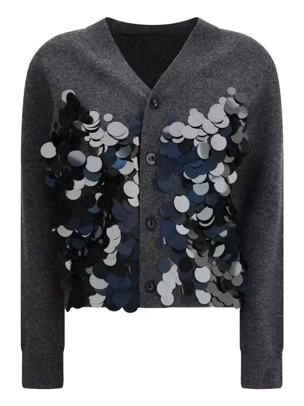 Sacai Sequin-embellished Cardigan - Grey
