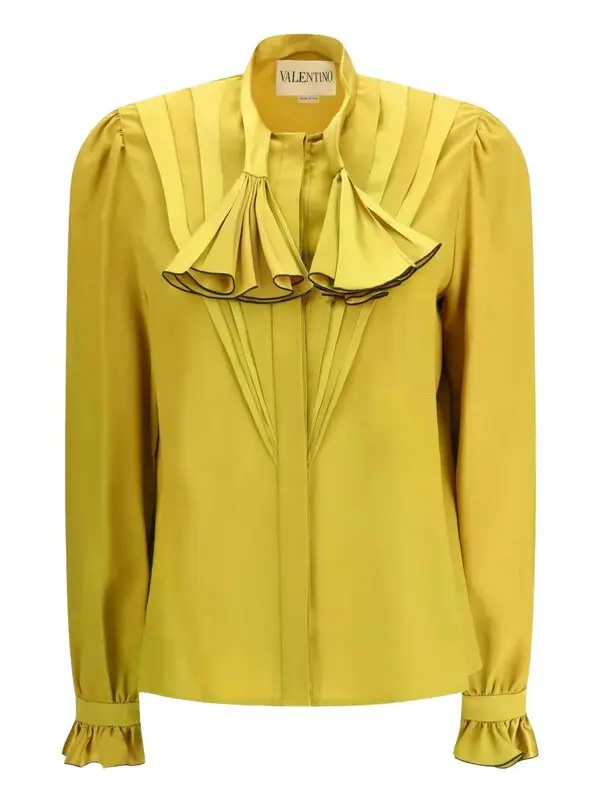 Valentino Garavani Ruffled-trim Shirt - Yellow