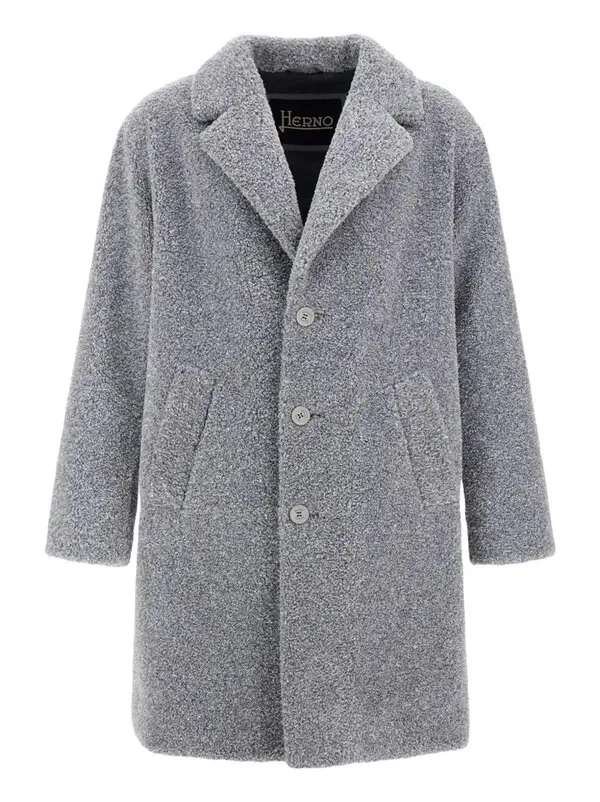 Herno Mohair Wool Single-breasted Coat - Grey