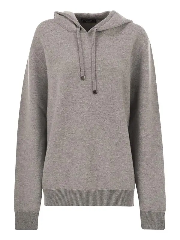 Peserico Wool And Cashmere Hooded Jumper - Grey