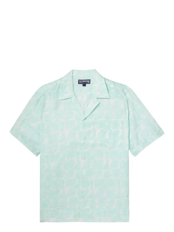 Vilebrequin Charli Camp-collar Floral-print Linen Shirt - Blue