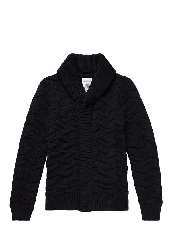 S.N.S. HERNING Epigon Shawl-collar Virgin Wool Cardigan - Blue