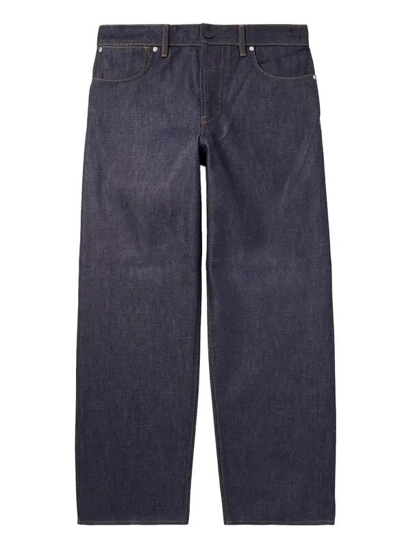 Stone Island Straight-leg Organic Jeans With Logo Appliqu - Blue
