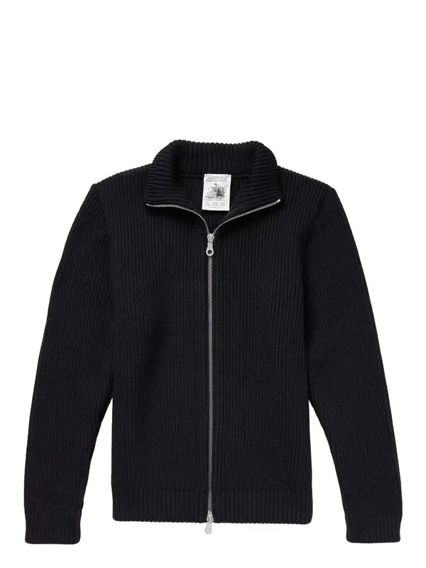 S.N.S. HERNING Virgin Wool Zip-up Cardigan - Blue