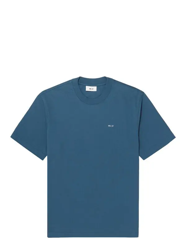 Nn07 Adam 3209 Logo-embroidered Pima Cotton-jersey T-shirt - Blue