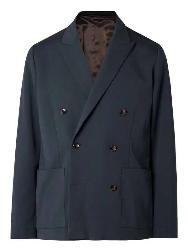 Nn07 Jordin 10002 Double-breasted Wool-blend Twill Blazer - Blue
