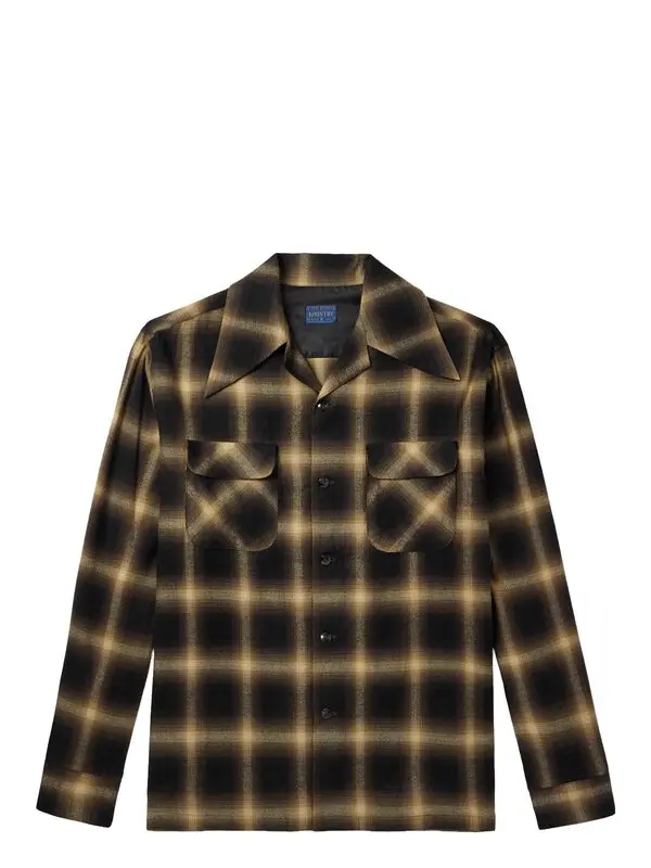 Kapital Kountry Camp-collar Checked Cotton-blend Flannel Shirt - Black